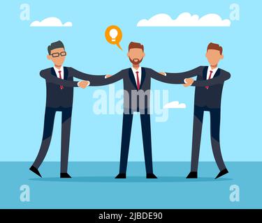 Struggle for valuable employee. Businessman with idea icon, good work ...