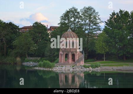 Sandstone pavilion in the Freiburg lake park Stock Photo - Alamy
