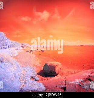 Stora Amund Island Nature reserve in Infrared Stock Photo - Alamy