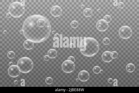 Realistic set of underwater bubbles splash isolated on transparent ...