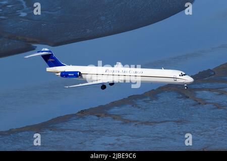 Everts Air Cargo McDonnell Douglas MD-83 aircraf on the snowt. Freight ...
