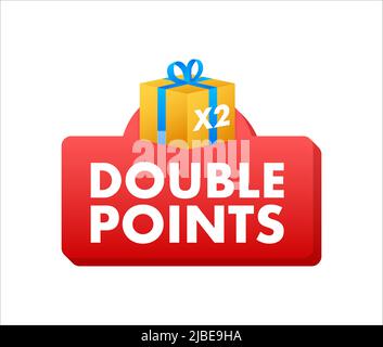earn x2, double reward points vector illustration icon, black in color ...