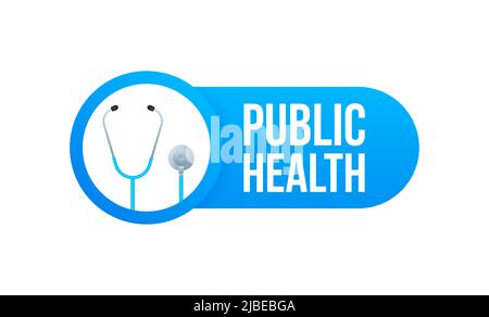 Public health. Badge with stethoscope icon. Flat vector illustration on ...