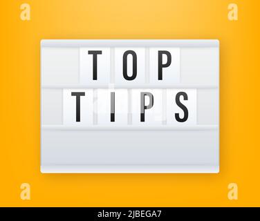 3D lightbox business concept with text quick tips. Vector illustration ...