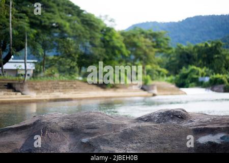 Illustration of high mountains and rocks with the background of cloudy ...