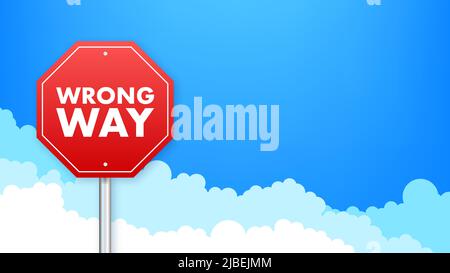 Red wrong way. Cartoon flat vector illustration Stock Vector Image ...