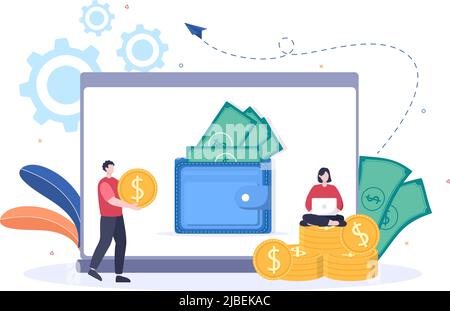 World Currency Exchange Services Cartoon Illustration Online Economy ...