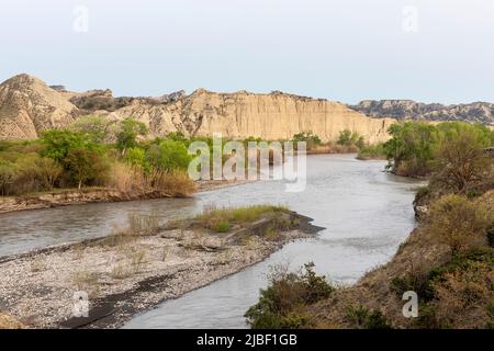 Beautiful semidesert landscape around alazani river in spring time ...