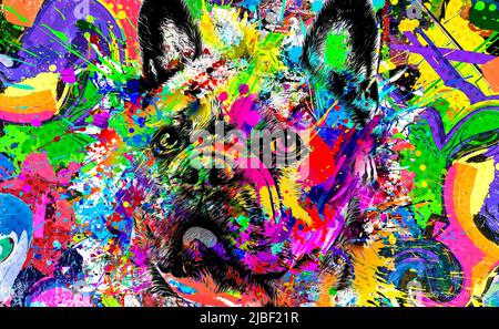 abstract colored dog muzzle isolated on colorful background Stock Photo ...
