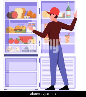 young man with healthy food fruits Stock Vector Image & Art - Alamy