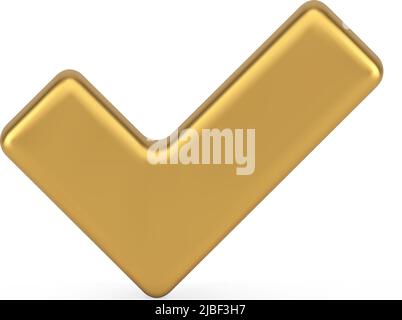 Premium metallic golden checkmark acceptance done complete symbol ...