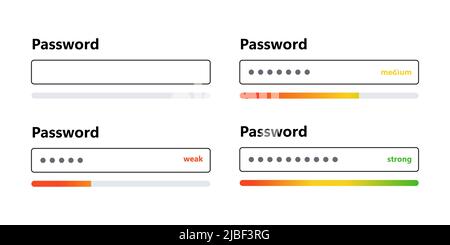 Password weak, medium and strong interface. Password form template for ...