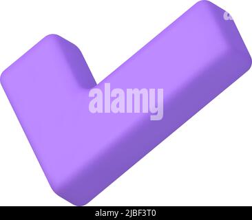 Purple glossy checkmark done complete successful vote choice isometric ...