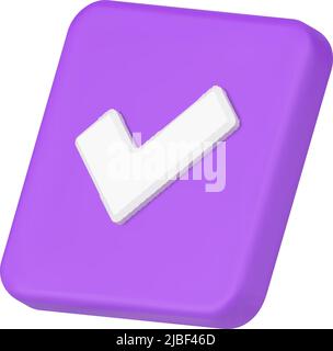 Violet done checkbox diagonal placed check mark square button isometric ...