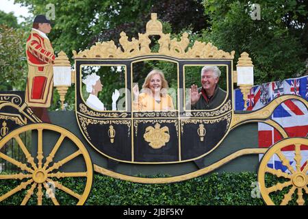 Peterborough, Cambs., UK, 04/06/2022, Valerie and Steve Grys enjoying a ...