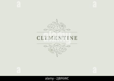 Blooming Frame Floral Border minimalist vector illustration Stock ...