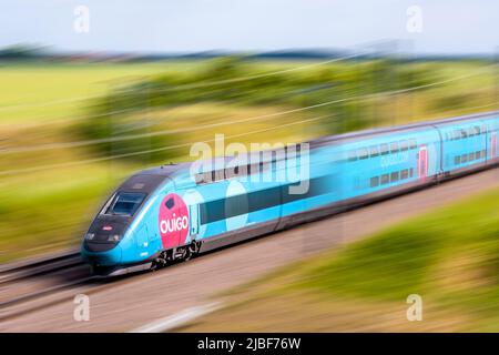 A TGV Duplex Ouigo high speed train from french rail company SNCF is ...