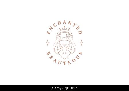 Fashionable medieval goddess female queen wearing crown minimalist ...