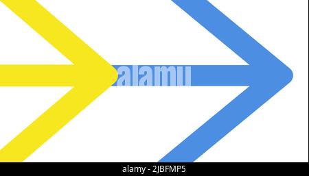 Image of moving blue and yellow arrows Stock Photo - Alamy