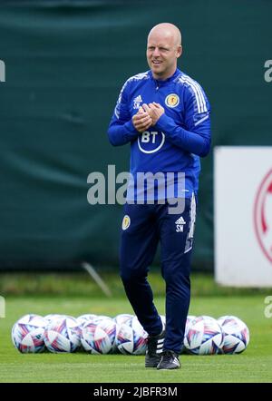 Scotland coach Steven Naismith during a training session at Lesser ...