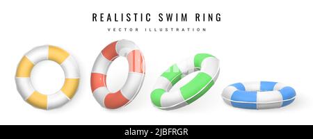 3D Swim ring. Realistic swiming circle. Summer time symbol isolated on ...