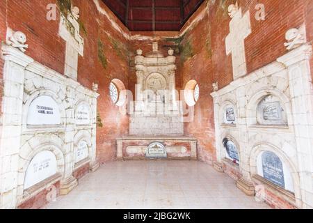 Interior and details of the San Joaquin cemetery chapel in Iloilo ...