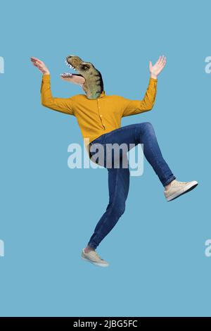 Creative poster collage of active strong young guy sportsman lifting ...