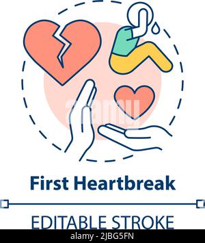 heartbreak vector icon editable stroke outline icons for web and mobile ...