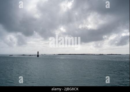 The Phare de Kereon or Kereon lighthouse in the Ouessant Islands off ...