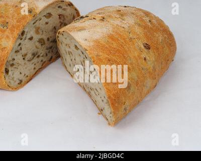 organic multi cereal mediterranean green olives bread bun Stock Photo ...