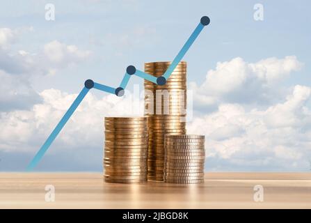 Close up Photo of constantly increasing coins on isolated background ...
