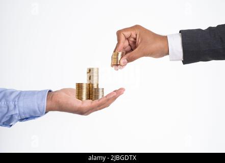 Close up Photo of constantly increasing coins on isolated background ...