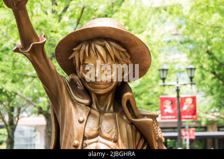 Monkey D. Luffy statue in front of Kumamoto prefectural government ...