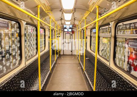 Inside of Berlin U-Bahn (Berlin Underground), operated by BVG. The ...