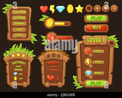Game UI assets set. Gaming user interface icons collection. vector ...