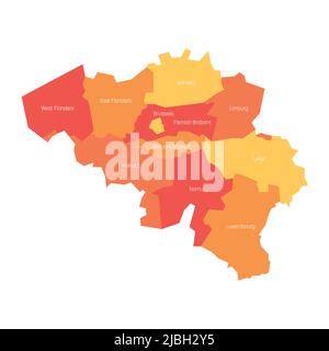 Map of Belgium divided to administrative divisions, Flanders Wallonia ...