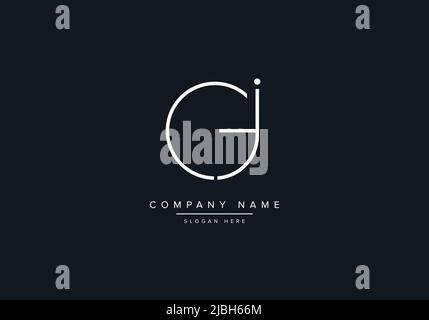 monogram GI alphabet initial line art logo vector, initial logo, logo ...