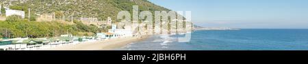 El Garraf beach with typical booths, Barcelona, Catalunya, Spain ...