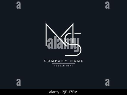Outline letters MS m s logo with a minimalist design. Letters with ...