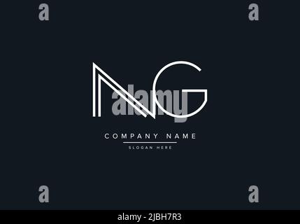 Outline letters NG n g logo with a minimalist design. Letters with ...
