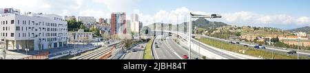 Barcelona Meridiana avenue buildings cars house windows main avenue ...