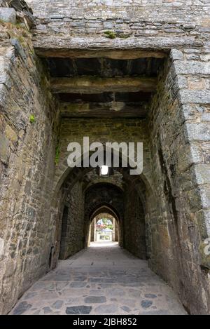 The entrance through the gatehouse at Harlech Castle, Gwynedd, North ...