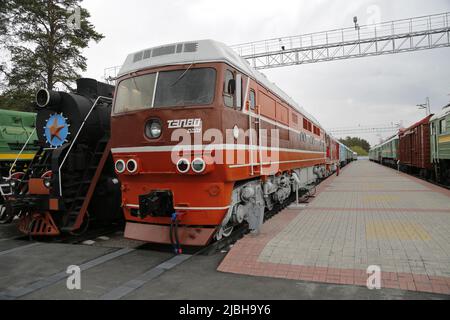 Historic Russian steam locomotive, photographed in the Museum for ...