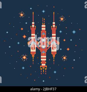 8 bit Pixel Art Spaceship in Outer Space Stock Vector Image & Art - Alamy