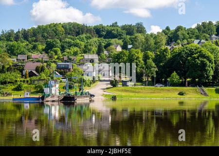 Ferry across Nemunas, Memel river in Lithuania not working due to flood ...