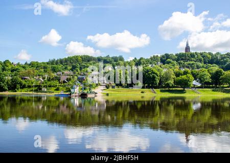 Ferry across Nemunas, Memel river in Lithuania not working due to flood ...