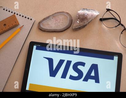 Germany. 06th June, 2022. In this photo illustration Visa Inc. logo ...