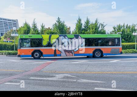 Disney Transport themed bus with Goofy used to transport guests around ...
