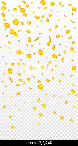 Chinese yuan coins falling. Divine scattered CNY coins. China money ...