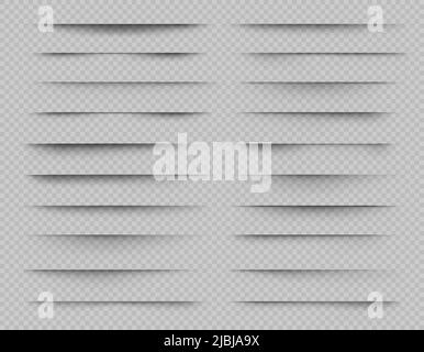 Set of paper shadow effects. Horizontal divider shade lines isolated on ...